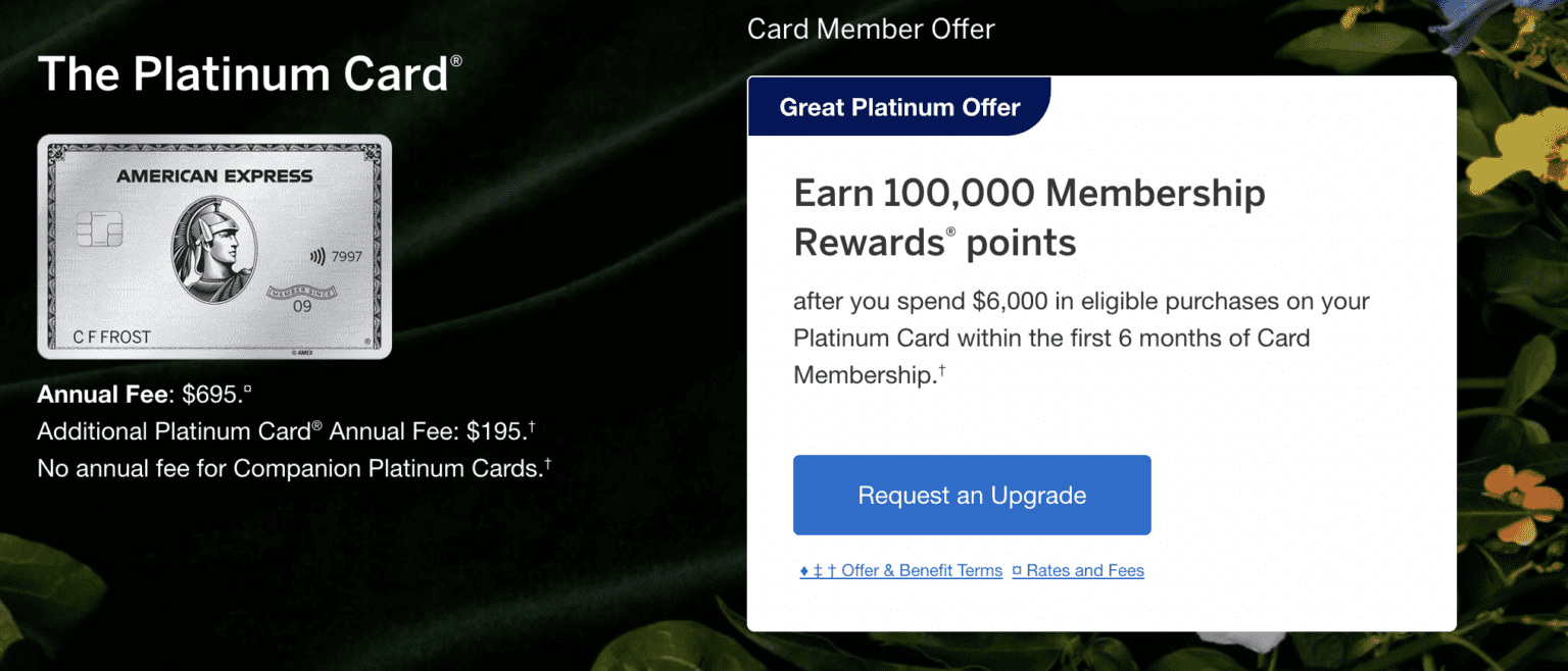 Amex Platinum Upgrade Offer
