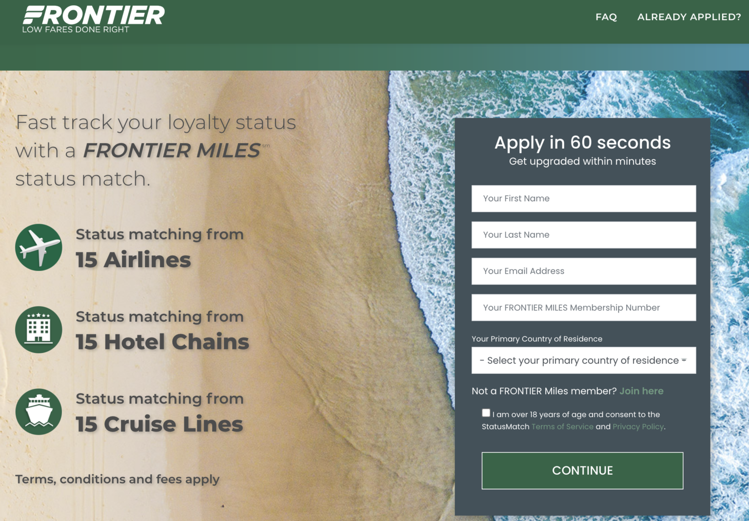 Frontier Status Match from 15 airlines, 15 hotels, 15 cruise lines ...