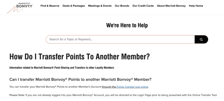 How to transfer Marriott Bonvoy Points to another account - Monkey Miles