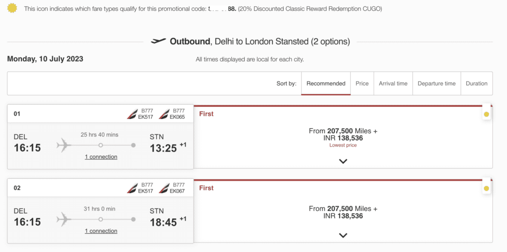 My experience using Emirates Skywards+ to get 20% off my Emirates First ...