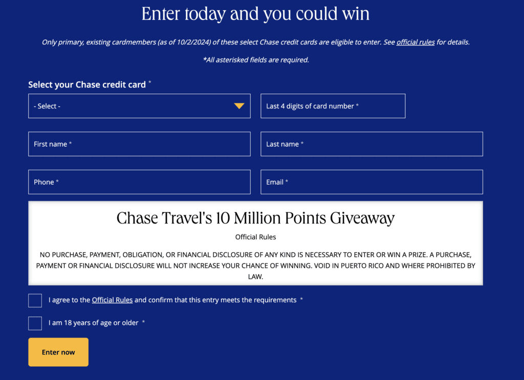 Win a million Chase Ultimate Rewards - Monkey Miles