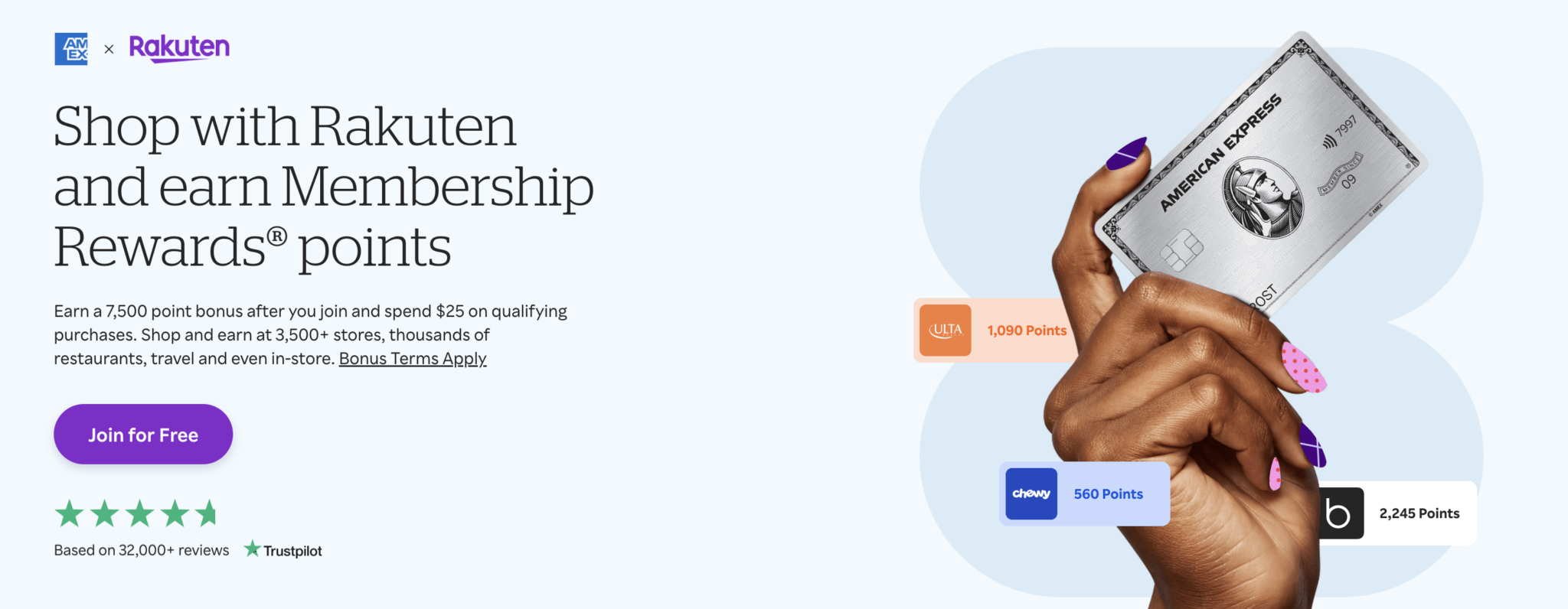 Rakuten - get 7500 Amex points after $25 spend and linking account ...