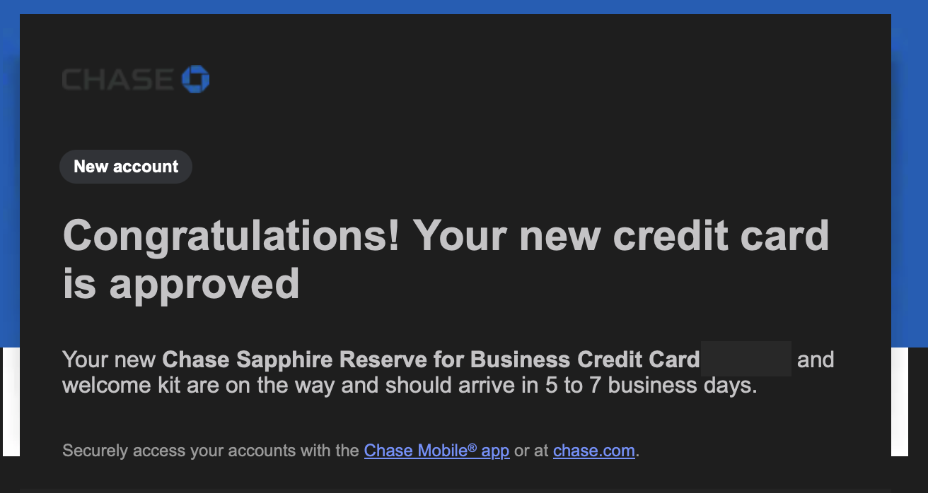 Approved for the new Chase Sapphire Reserve for Business℠ - Monkey Miles